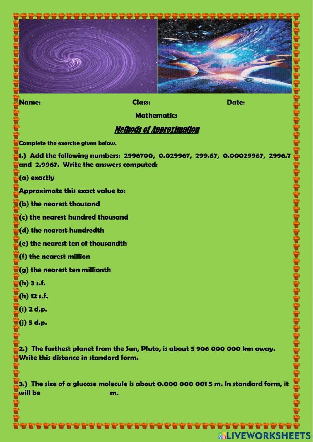 Methods Of Approximation Worksheet | Live Worksheets