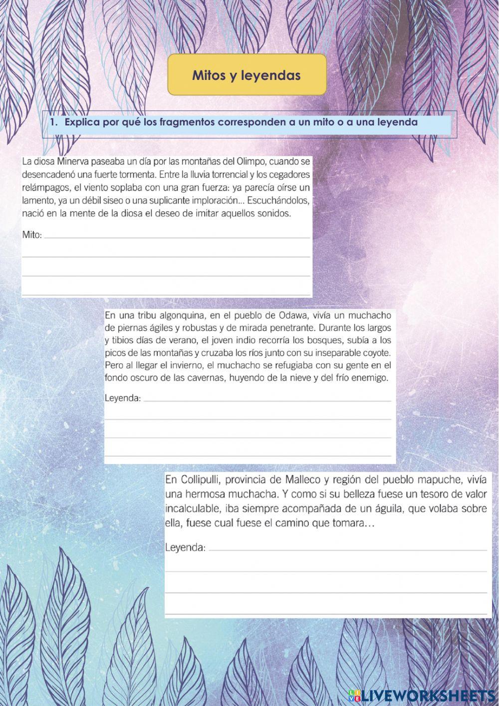 Mito y leyenda | Free Interactive Worksheets | 1008944