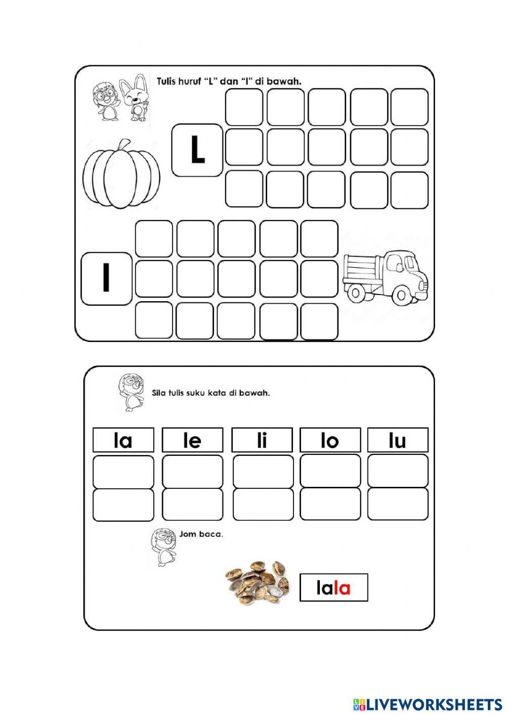Huruf l worksheet | Live Worksheets