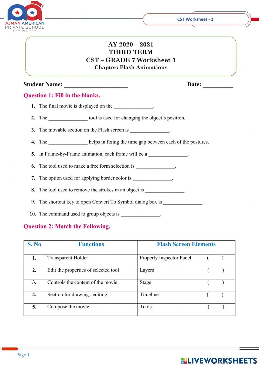 Term 3 - Gr 7 CST Worksheet - 1 Flash Animation 5018916