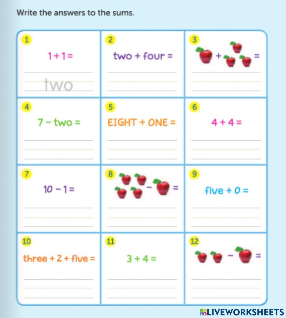 1010030 | One - ten | Sous_Dina | LiveWorksheets