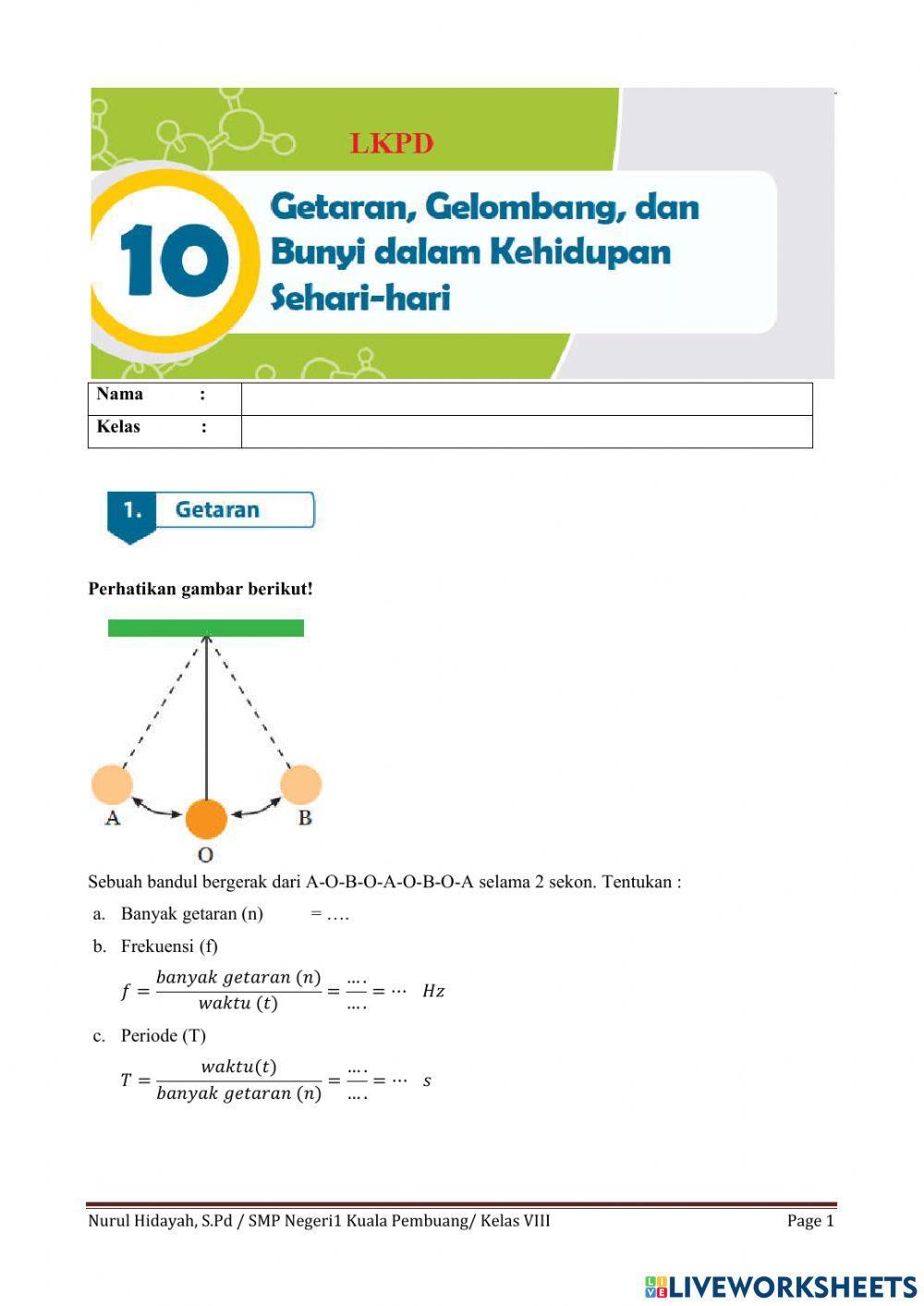 LKPD Getaran, g… | Free Interactive Worksheets | 1010048