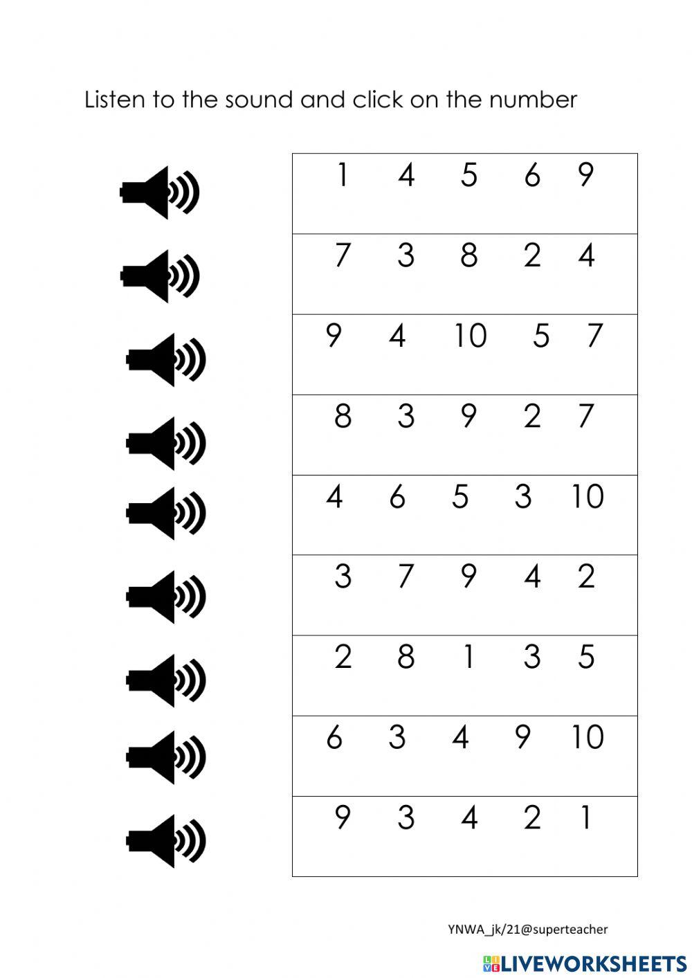 Number interactive activity for grade 1 | Live Worksheets