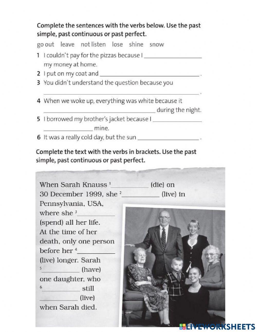 Past tenses activity for 3rd year | Live Worksheets