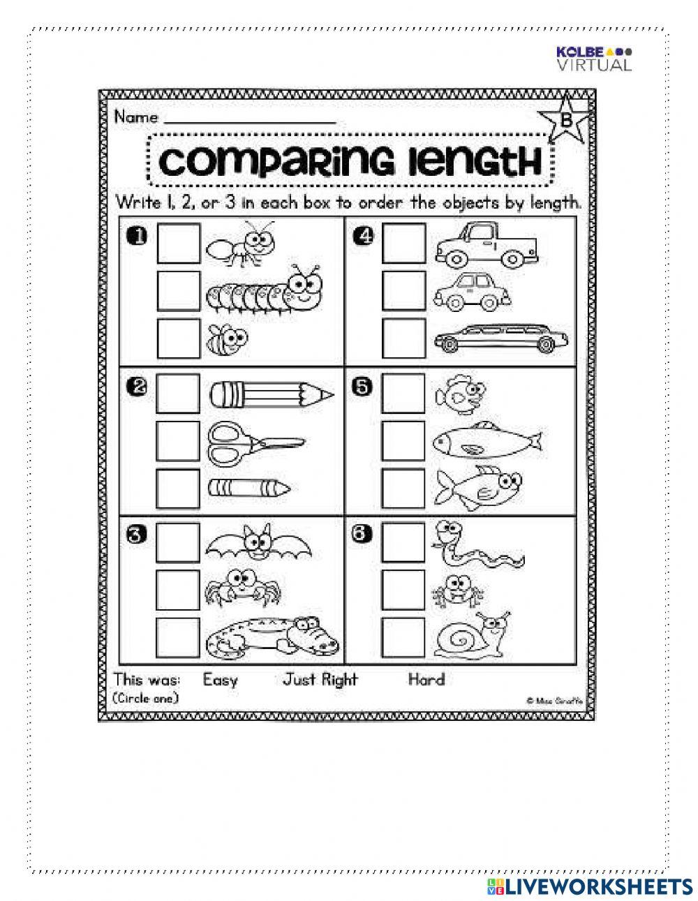 3028102 | Comparing lenght | Ana Bello | LiveWorksheets
