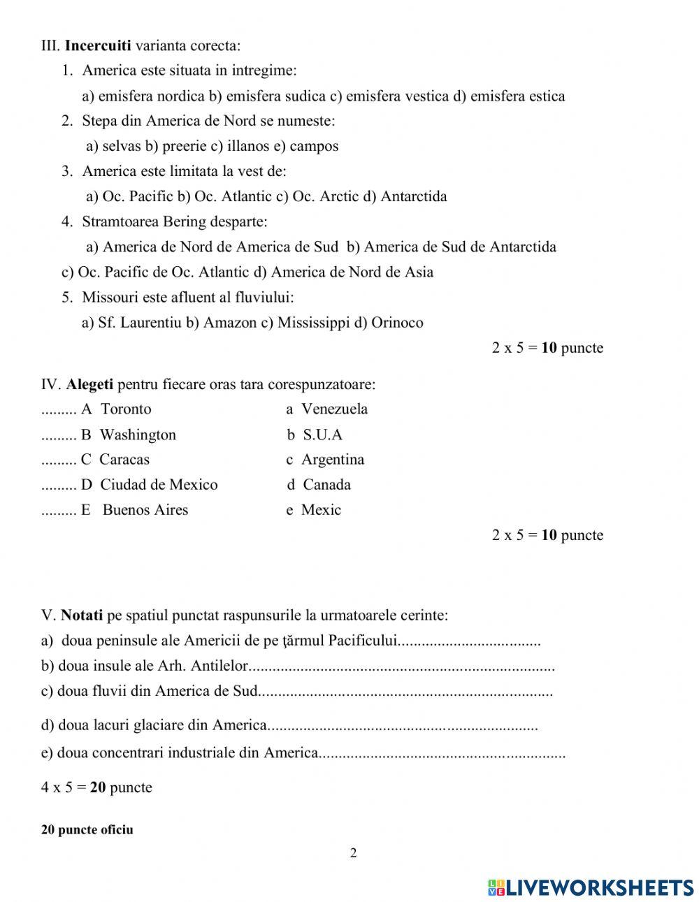 TEST GEOGRAFIE worksheet | Live Worksheets