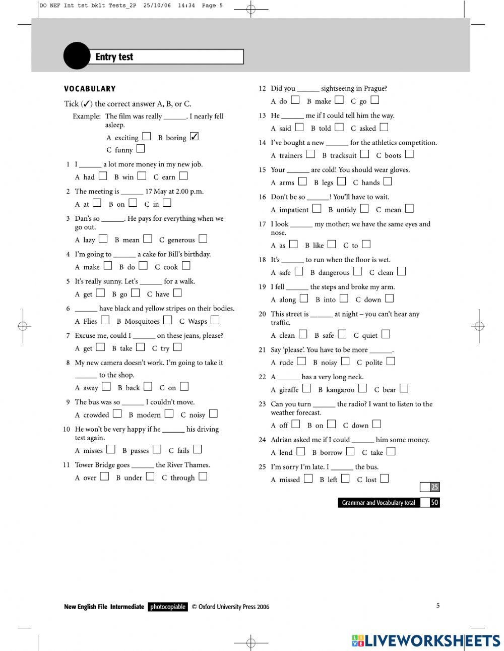 6596543 | Placement Test English File Intermediate