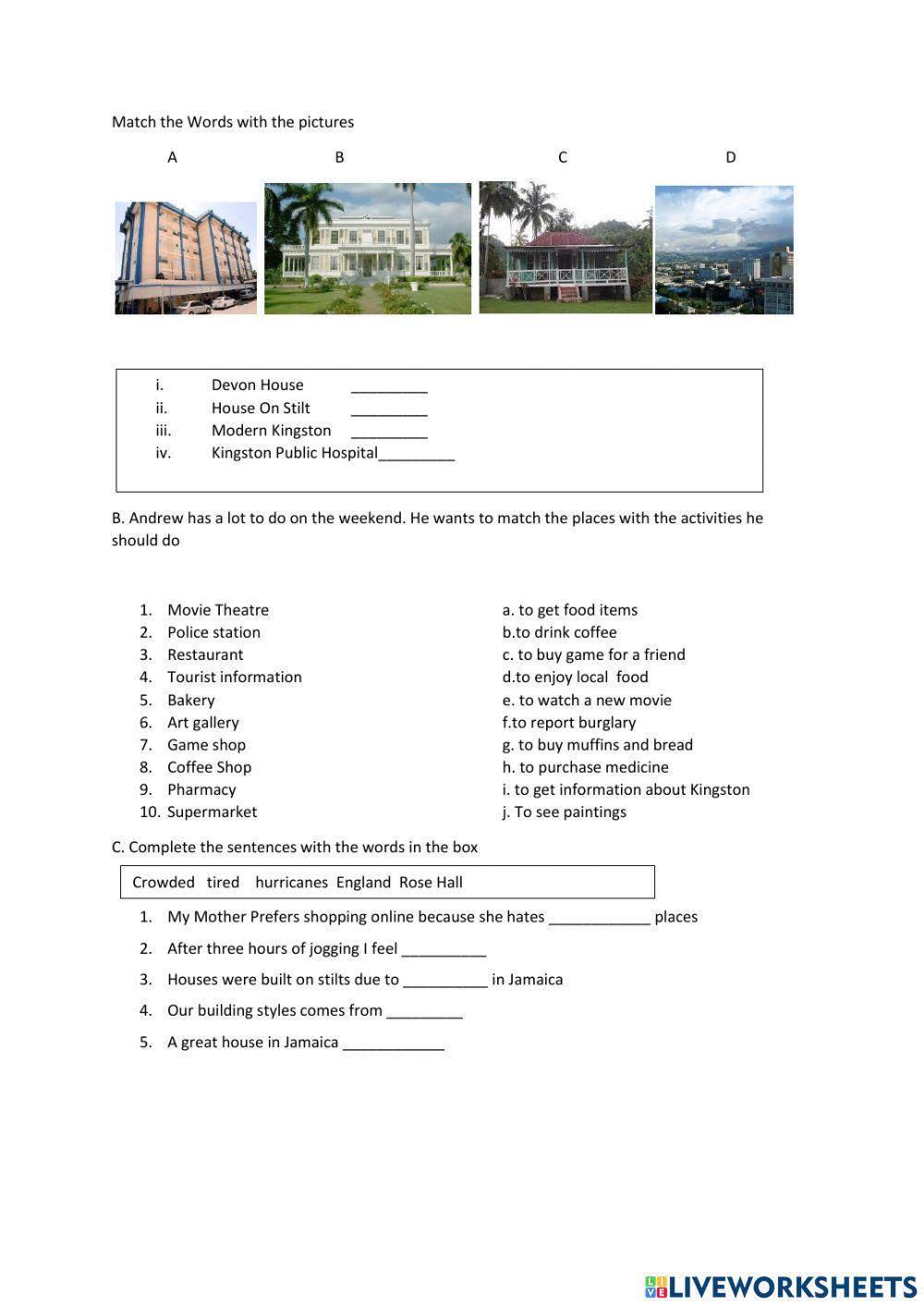 Buildings and A… | Free Interactive Worksheets | 5020587