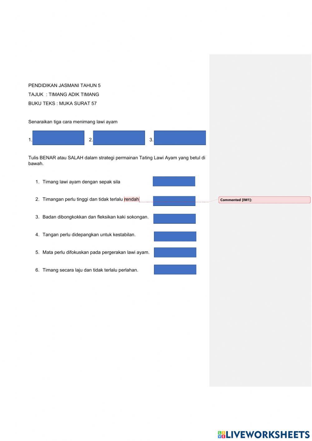 Tating lawi worksheet | Live Worksheets