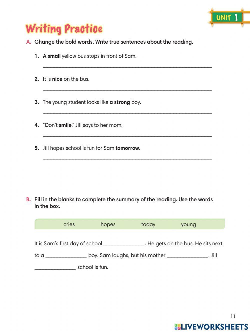 First day of sc… | Free Interactive Worksheets | 1012958