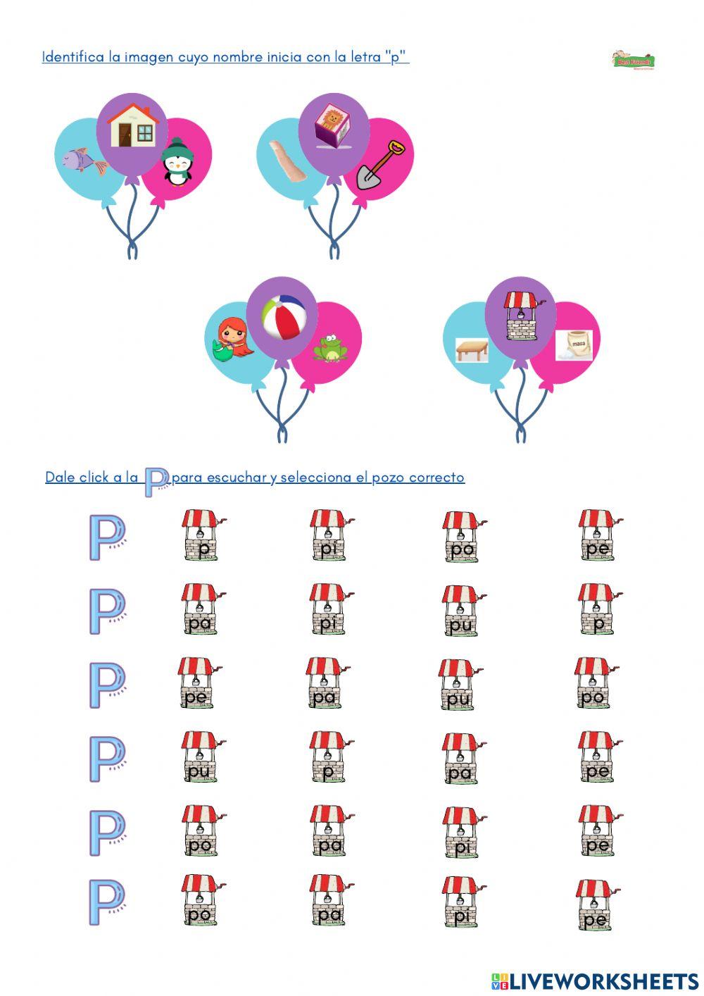 Letra -p- worksheet | Live Worksheets