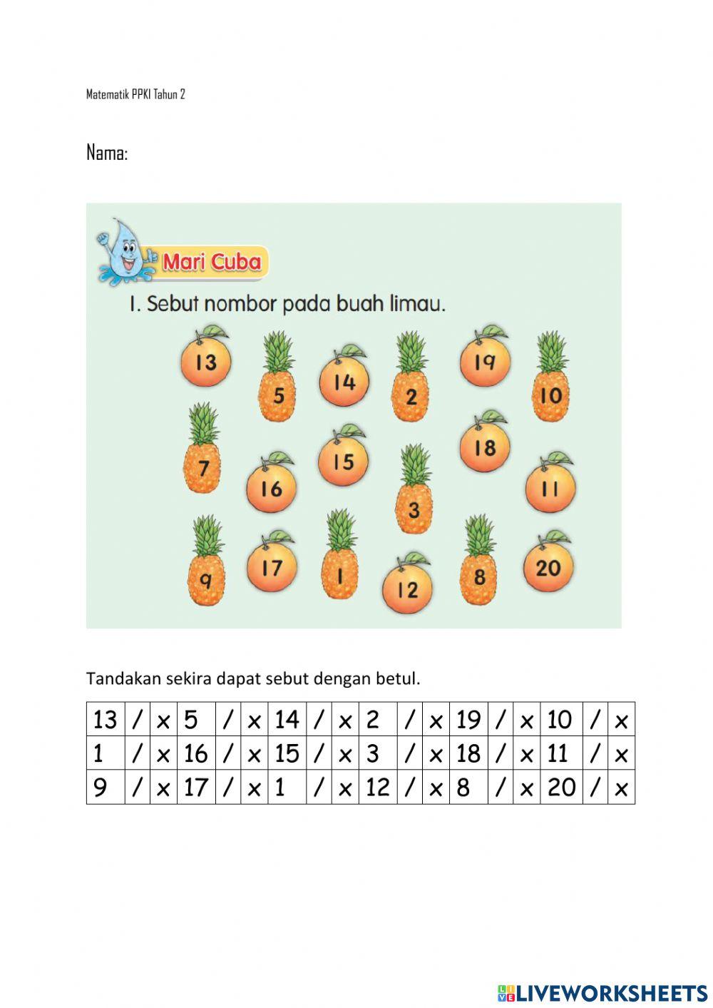 Matematik PPKI interactive exercise for ppki tahun 2 | Live Worksheets