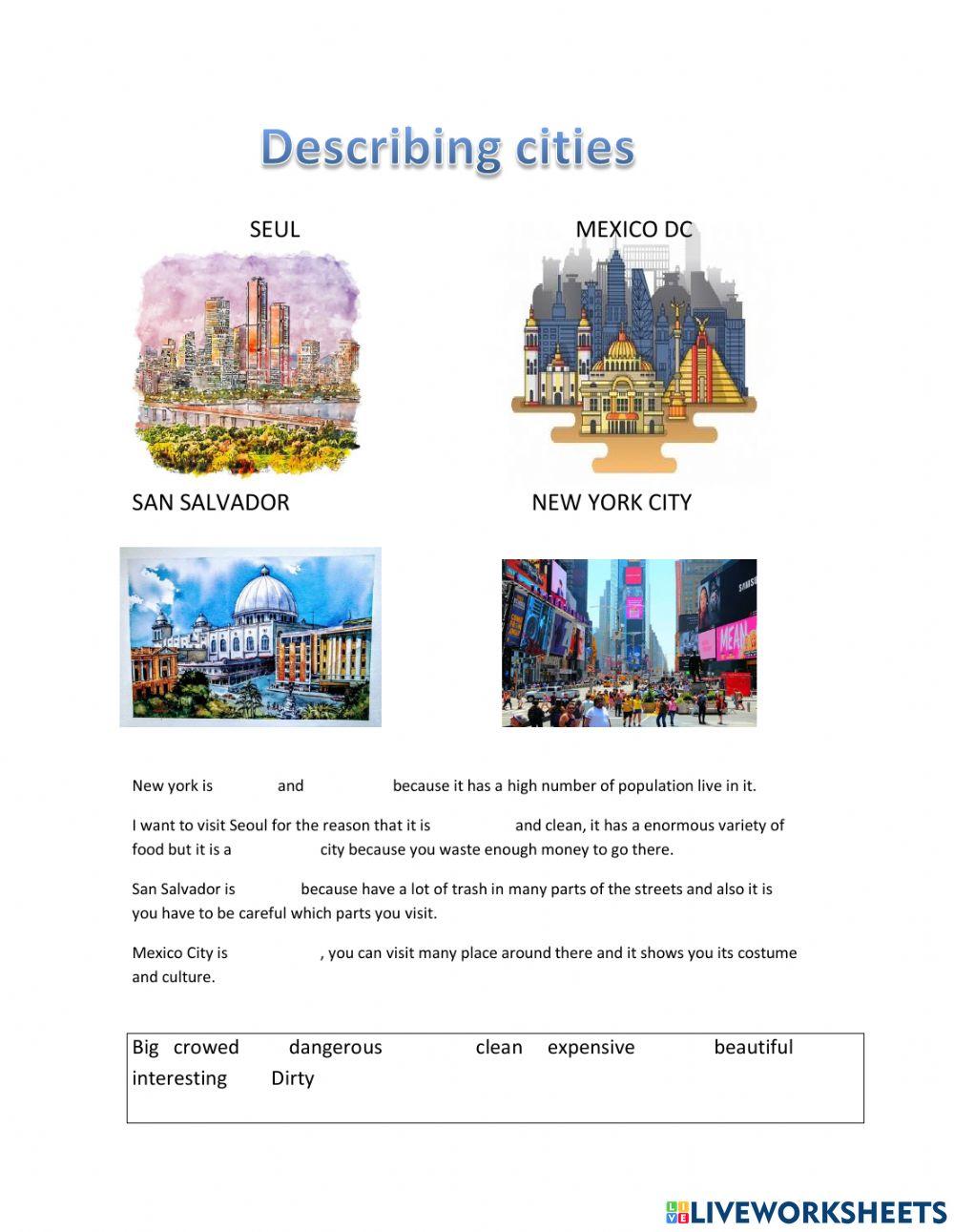 Describing cities activity | Live Worksheets