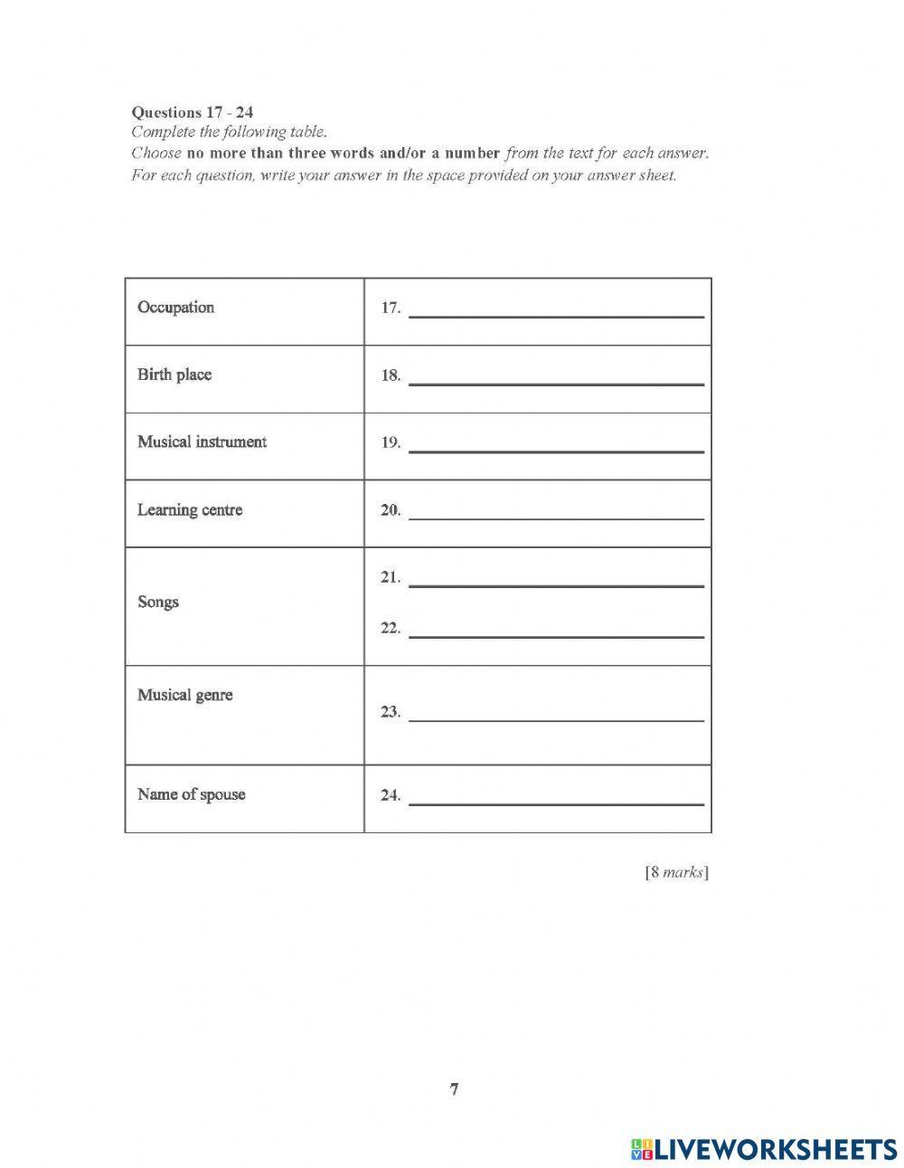 PT3 Practice Part 3 worksheet | Live Worksheets