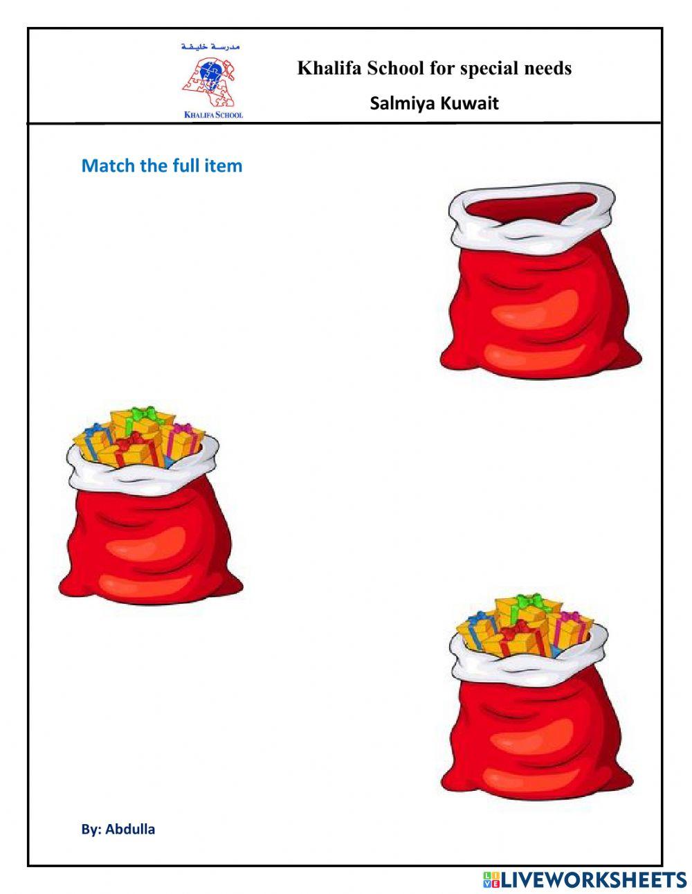 Match the full item worksheet | Live Worksheets