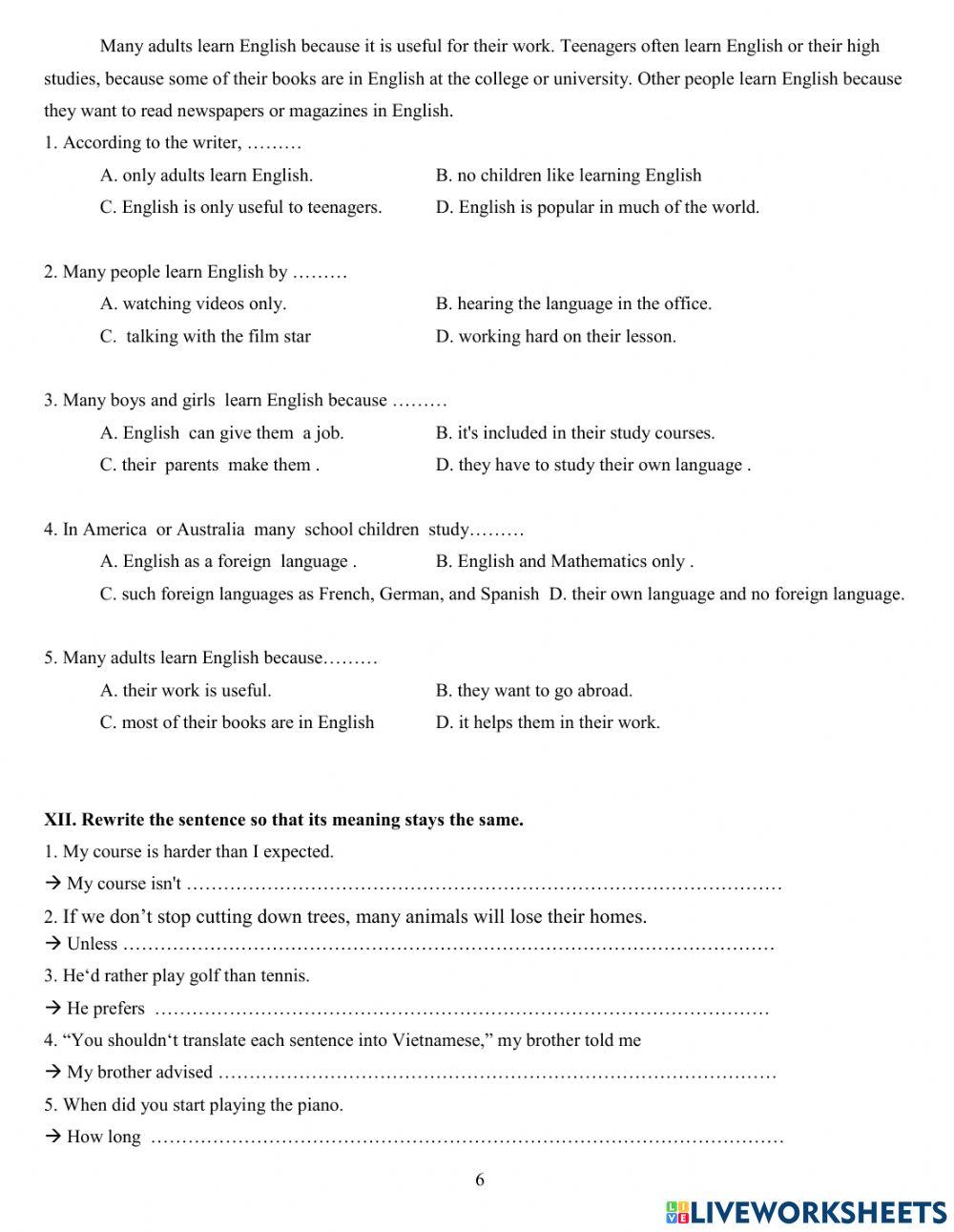 MOCK TEST 2 3030436 | eduleadbt8user3 | Live Worksheets