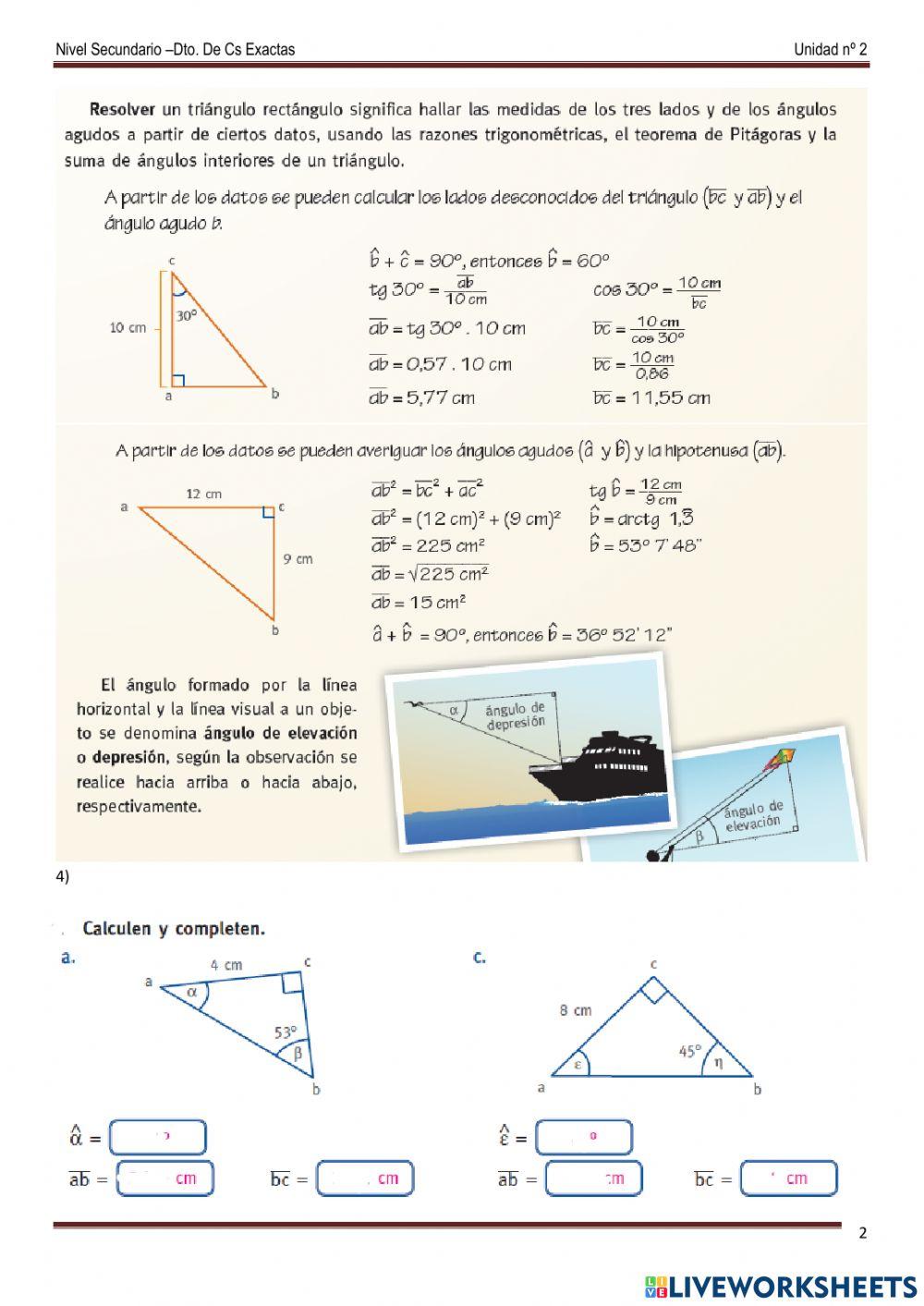 Razones Trigonométricas Exercise Live Worksheets