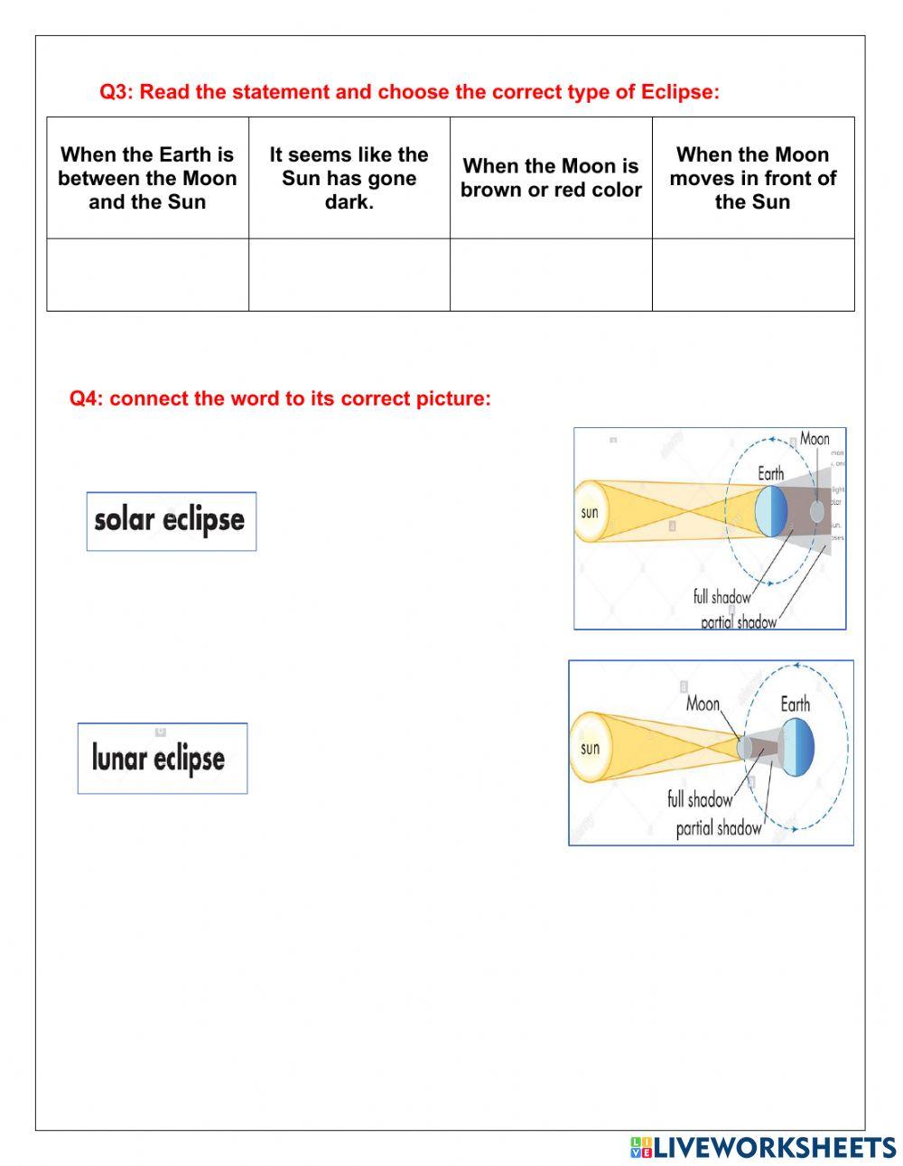 Earth - Moon online exercise for | Live Worksheets