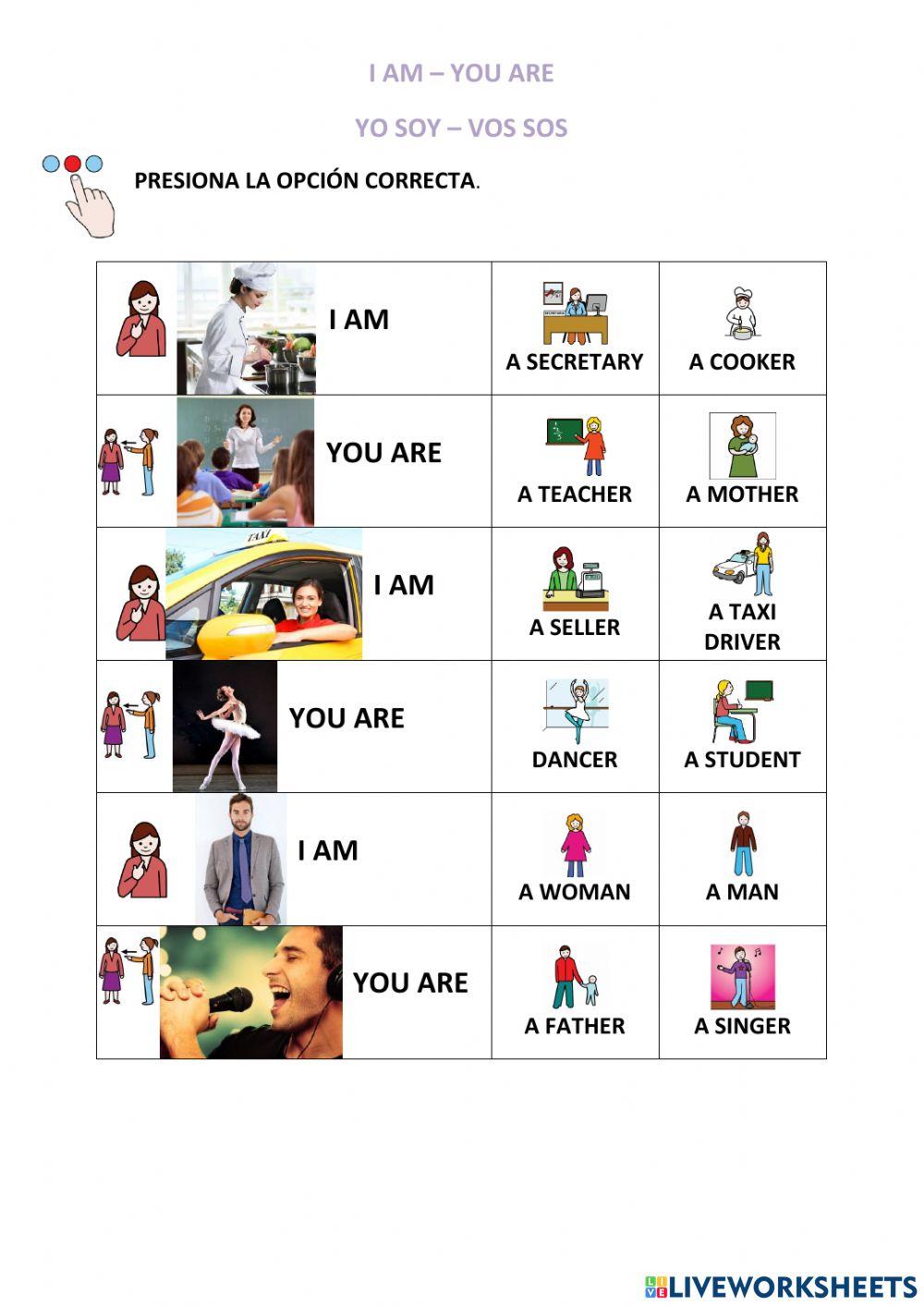 I am - you are 1936 | Rocío Andrés | Live Worksheets