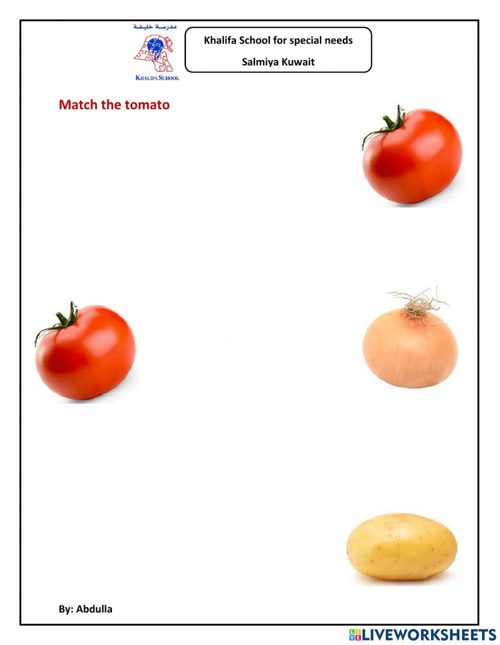 Match the tomato worksheet | Live Worksheets