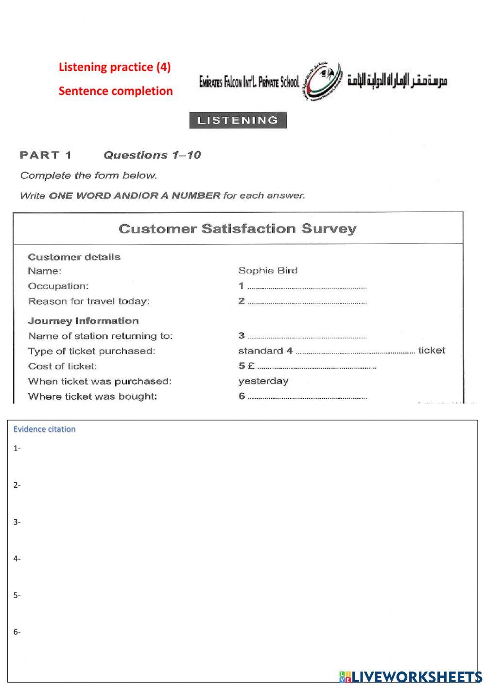Listening practice 4 interactive worksheet | Live Worksheets