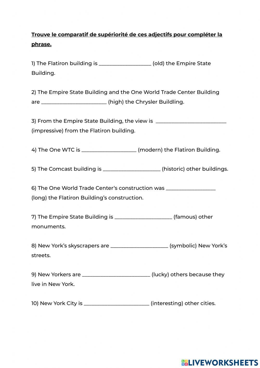 Find the comparative worksheet | Live Worksheets