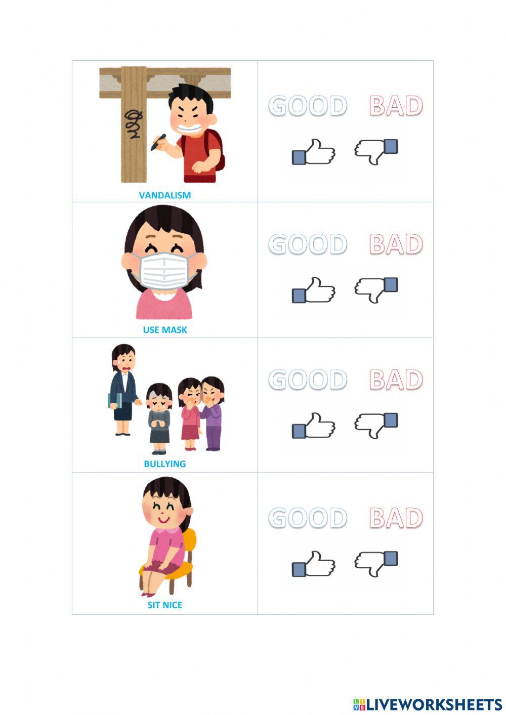 Good or bad beh… | Free Interactive Worksheets | 1014710