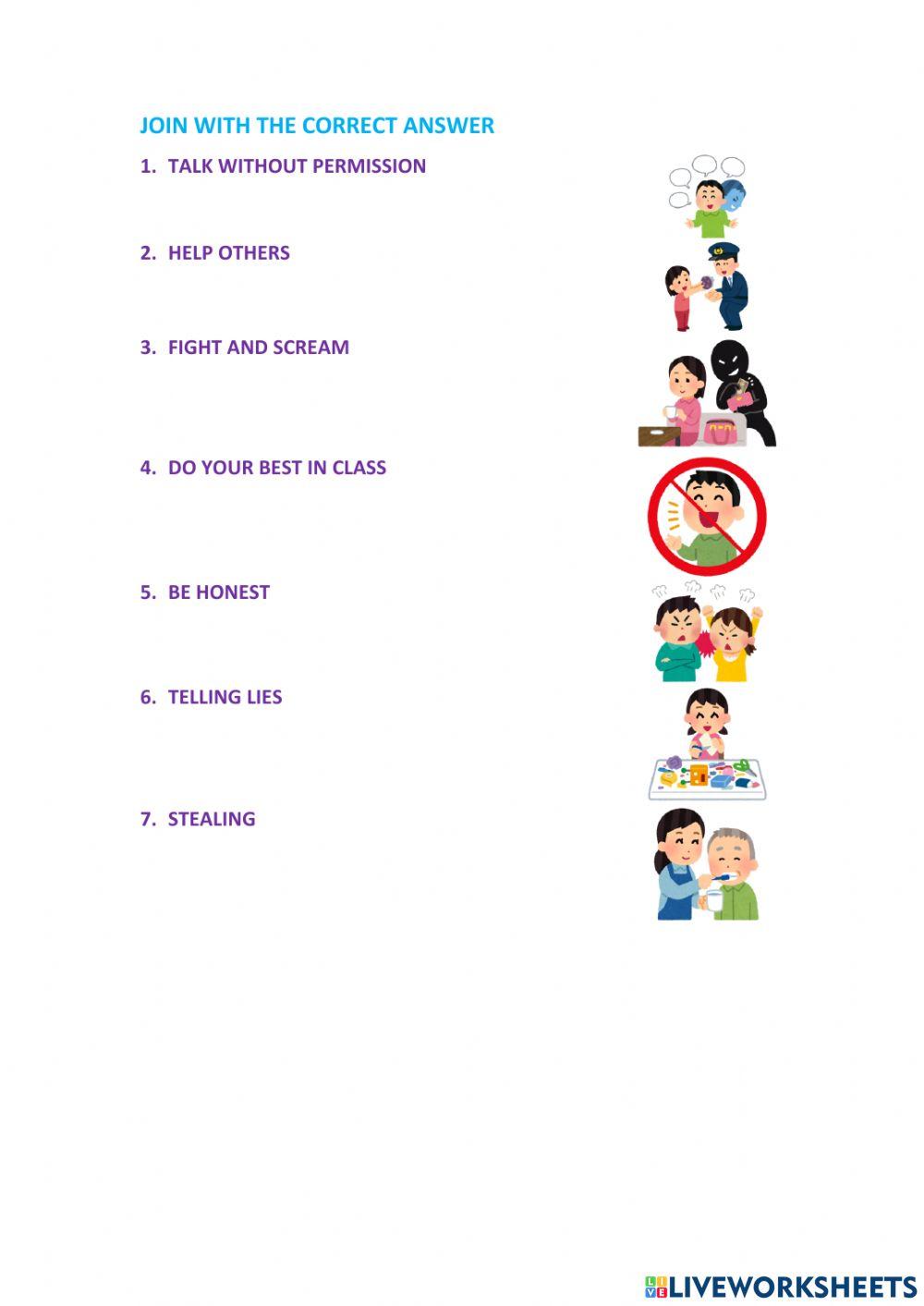 Good or bad beh… | Free Interactive Worksheets | 1014710