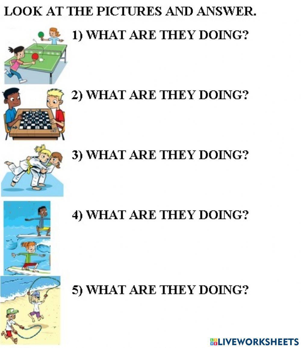 What are they doing? online exercise for kids 3 | Live Worksheets