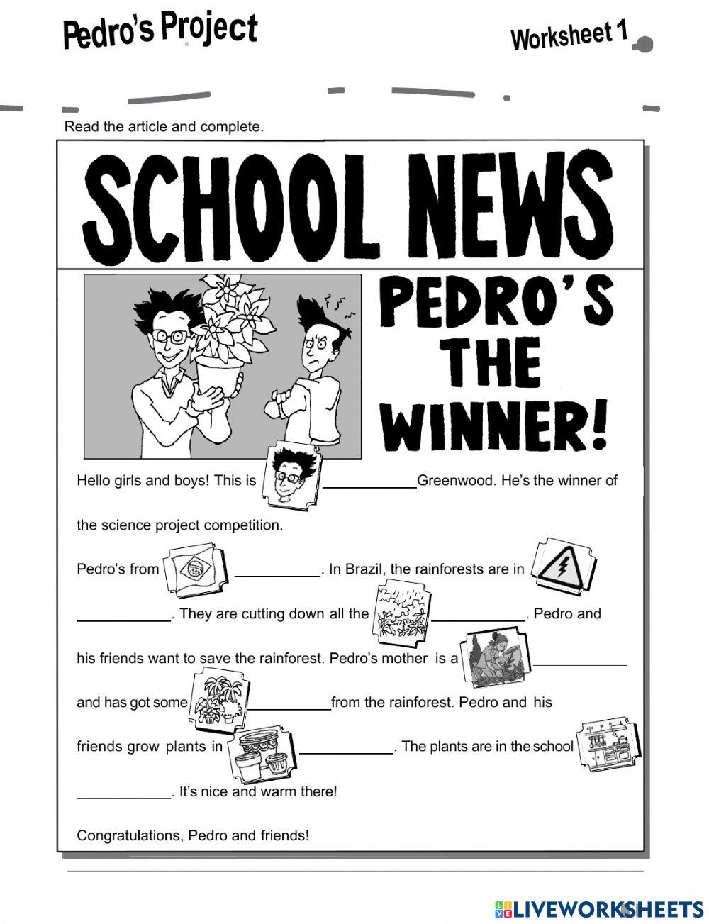 Pedro's project 6597812 | paula76 | Live Worksheets