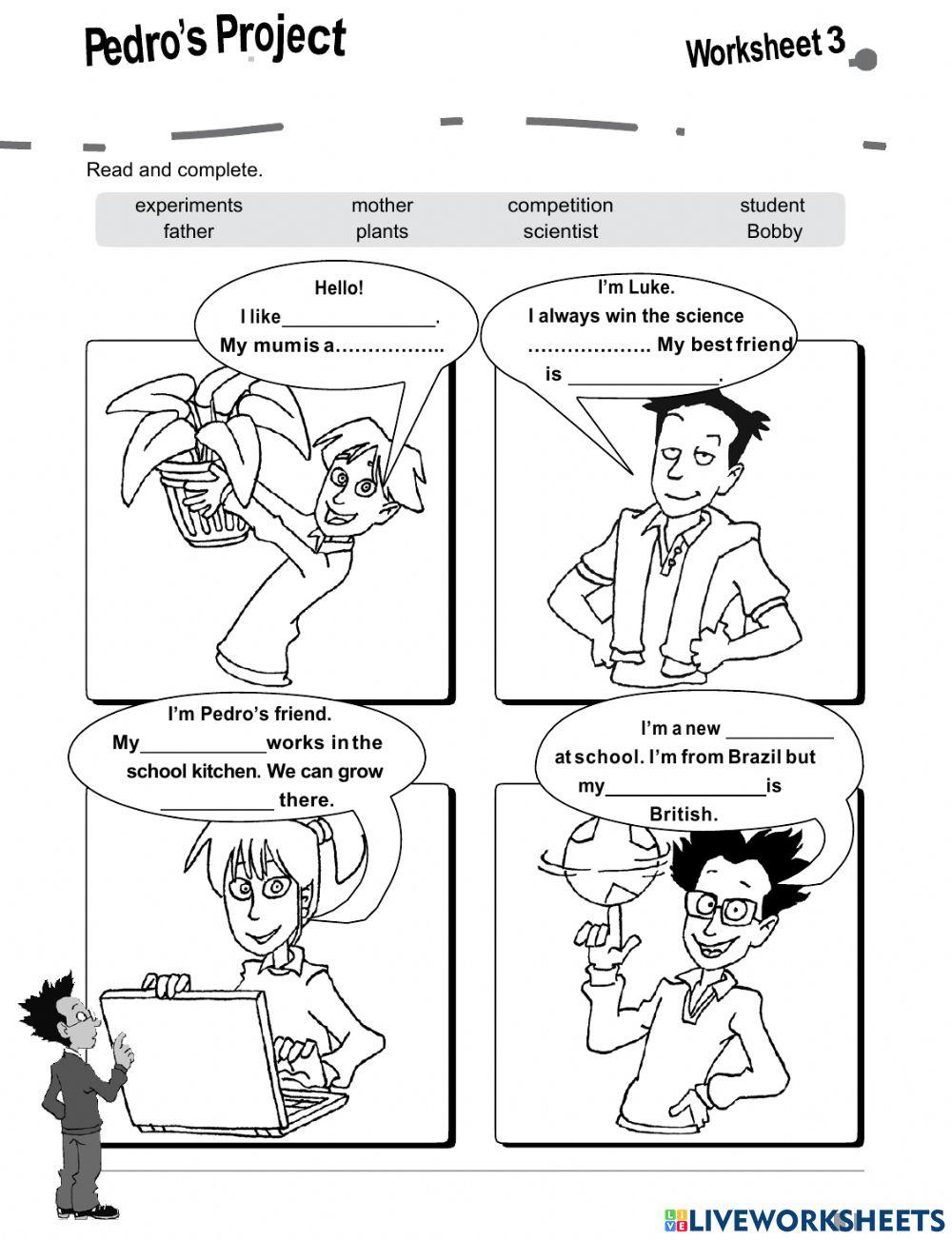 Pedro's project 6597812 | paula76 | Live Worksheets