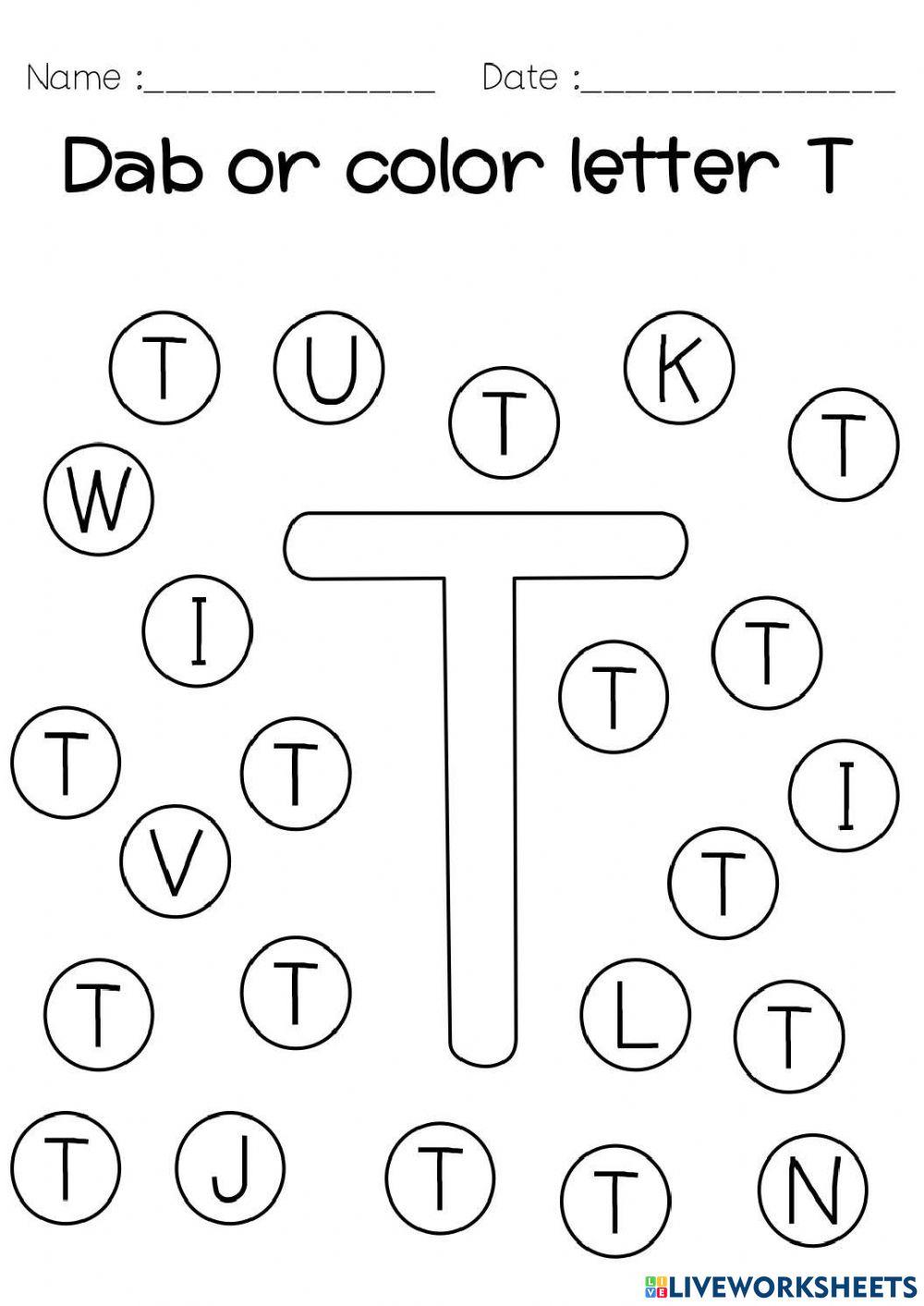 Letter Tt dab worksheet | Live Worksheets