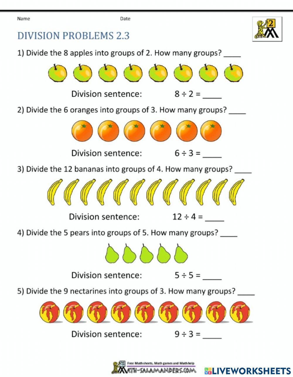 Division sentences online exercise for | Live Worksheets
