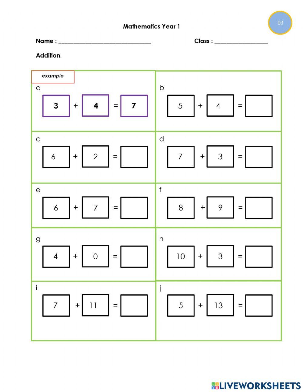 1015261 | Add | ASSRIE BIN MUSA | LiveWorksheets