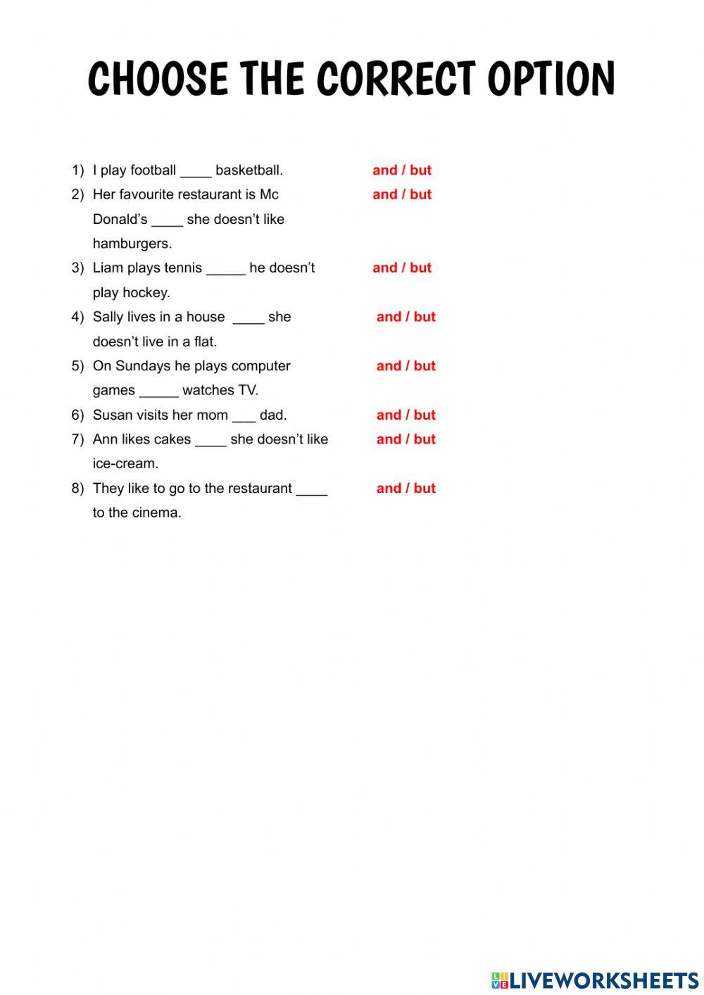 And - but | Andre Tortul | Live Worksheets