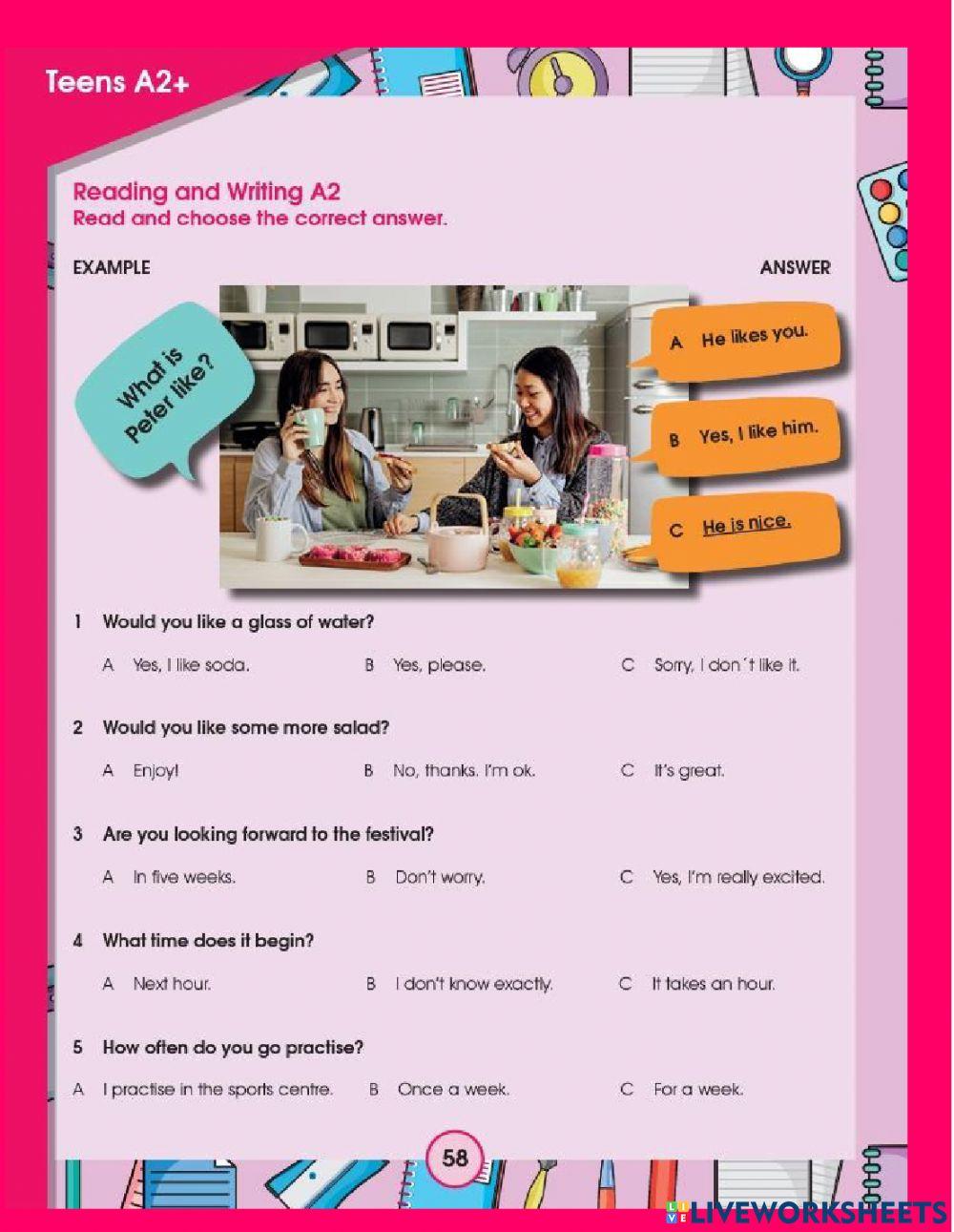 Teens A2+ Readi… | Free Interactive Worksheets | 1015697
