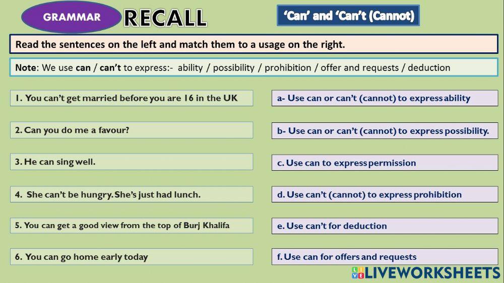 11B Th.4 U.2 grammar recall CB worksheet | Live Worksheets