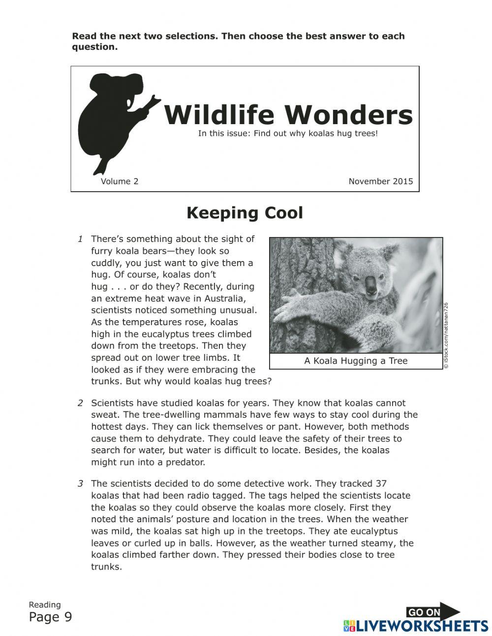 ELA Keeping Cool 1015913 | abivens | Live Worksheets