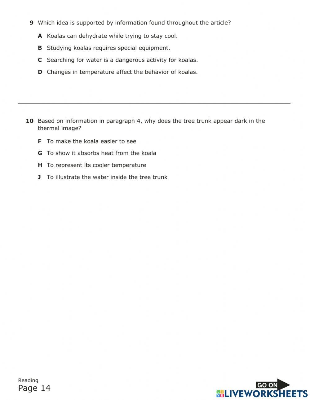 ELA Keeping Cool 1015913 | abivens | Live Worksheets