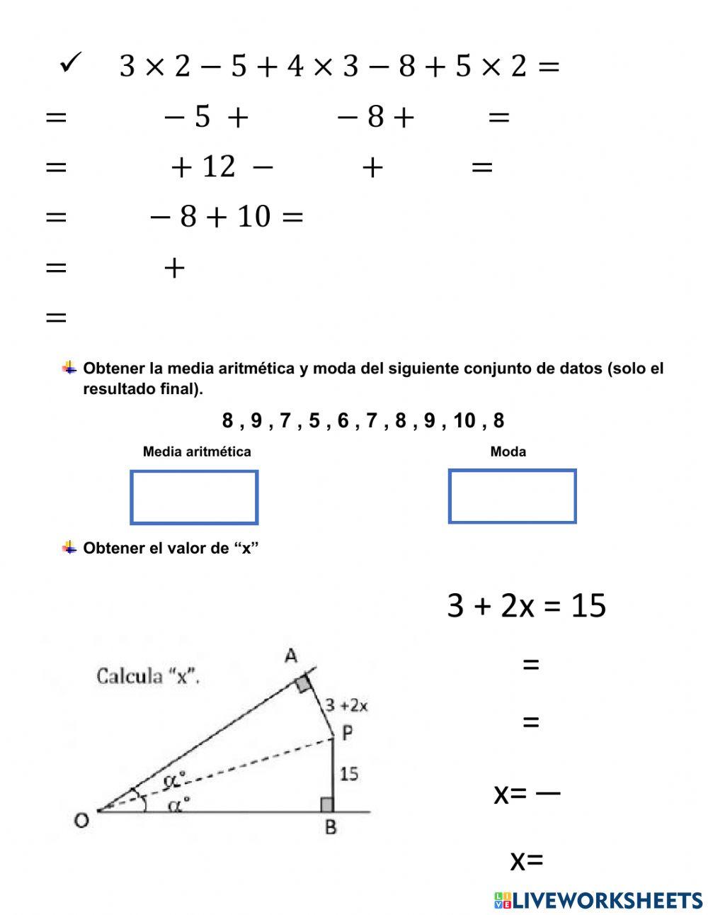 Examen de Matemáticas 1 worksheet | Live Worksheets