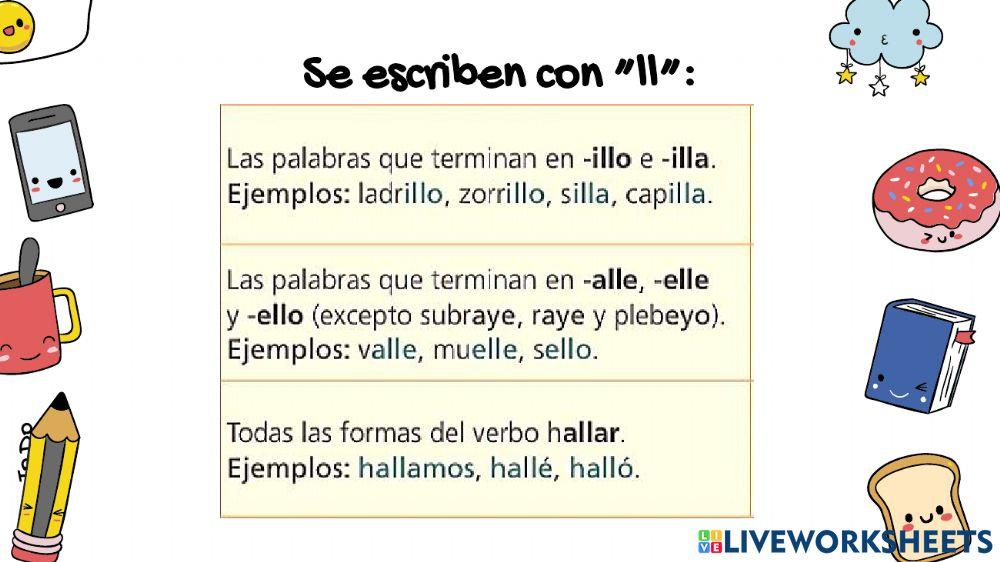 Uso de la ll exercise | Live Worksheets