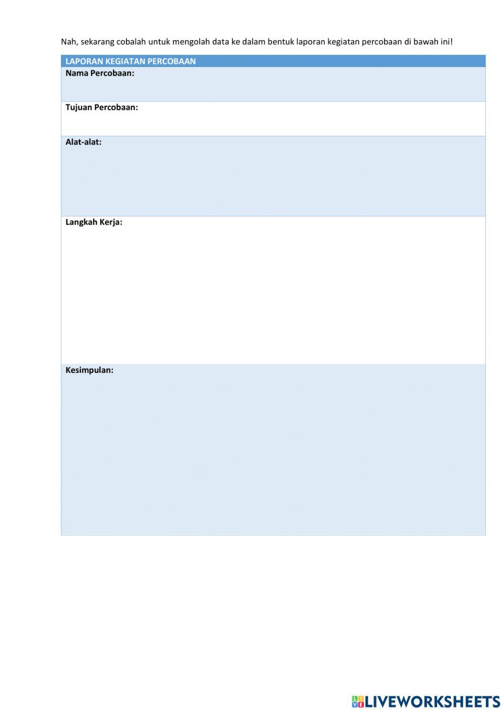 Percoban menguji pentingnya pengaruh matahari worksheet | Live Worksheets