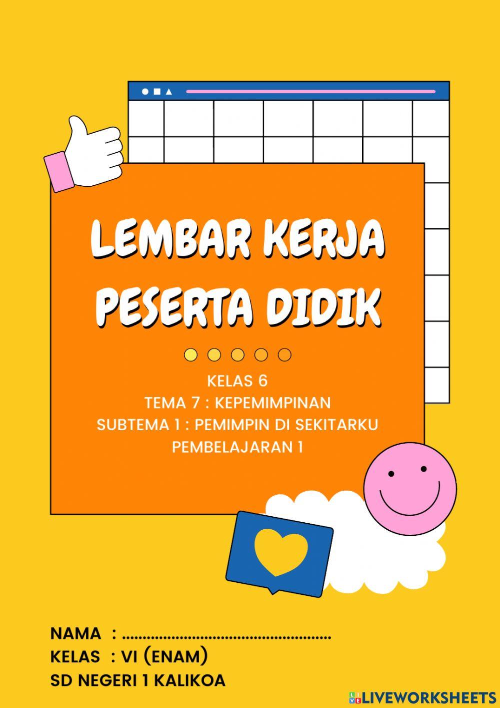 LKPD Tema7 Subtema 1 Pembelajaran 1 worksheet | Live Worksheets