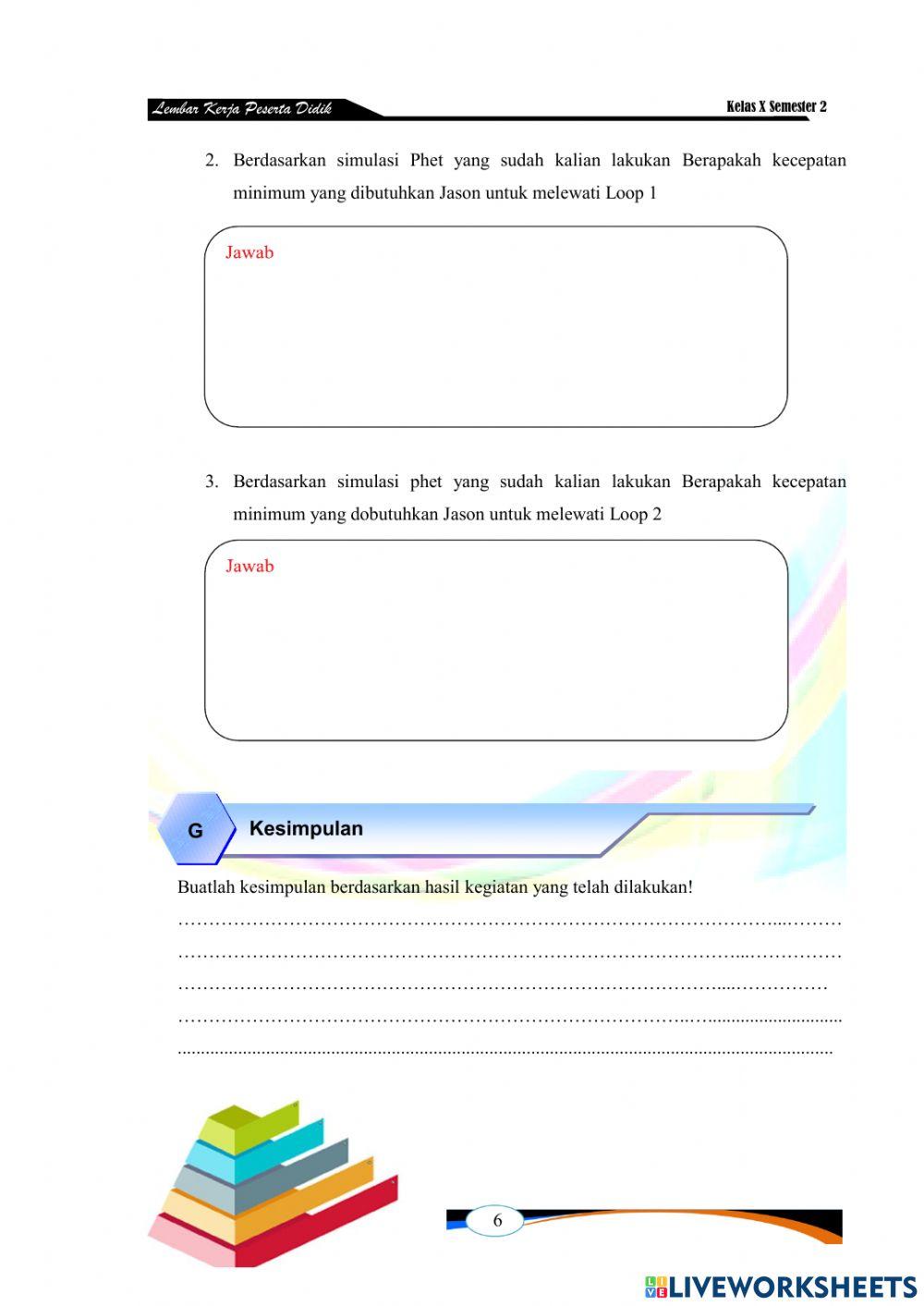 Hukum kekekalan energi mekanik worksheet | Live Worksheets