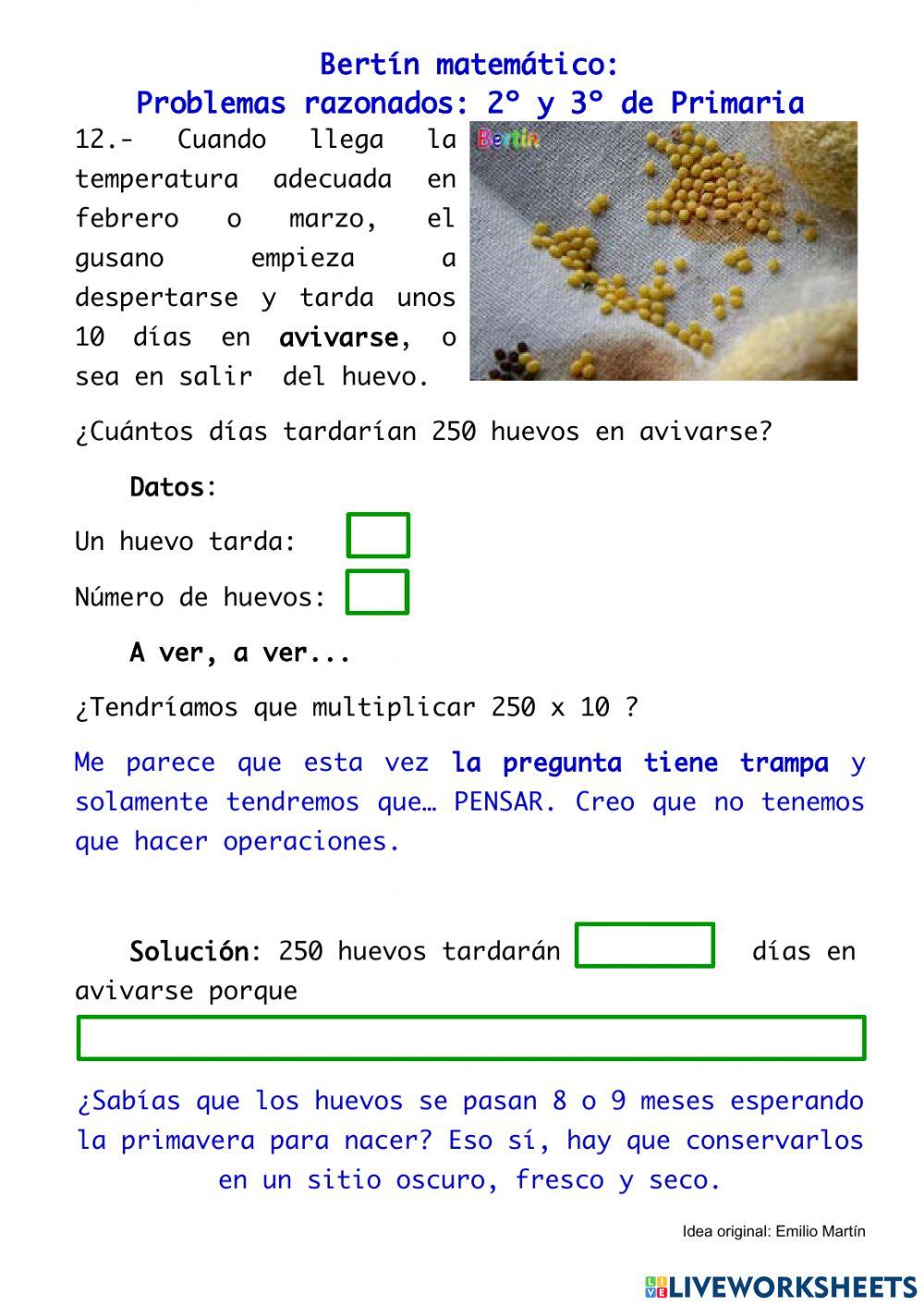 12- Problemas razonados de multiplicaciones worksheet | Live Worksheets