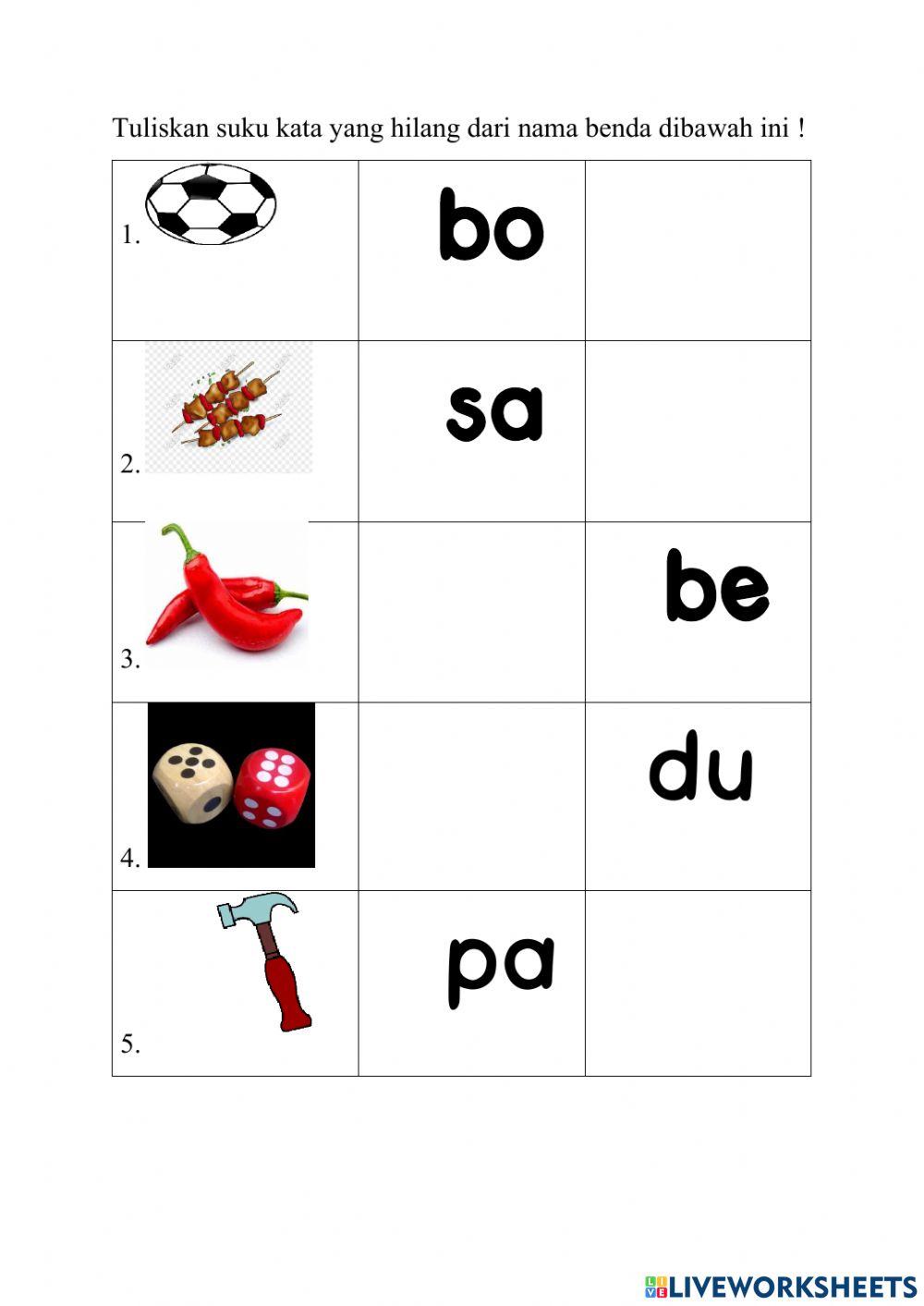 Nama benda interactive worksheet | Live Worksheets