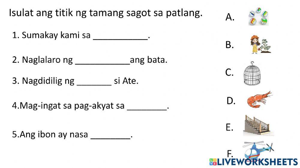 Filipino online exercise for | Live Worksheets
