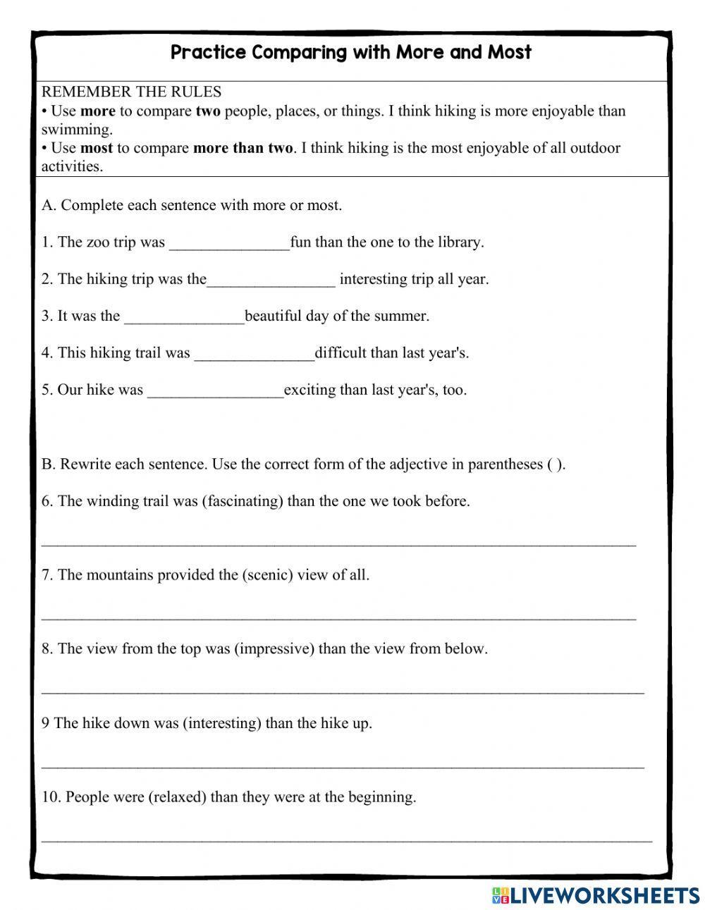Comparing more … | Free Interactive Worksheets | 964822