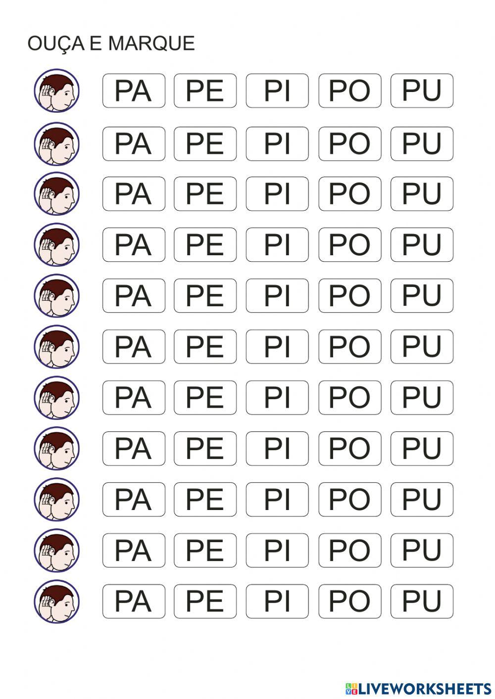 Letra P exercise for 2º ano | Live Worksheets