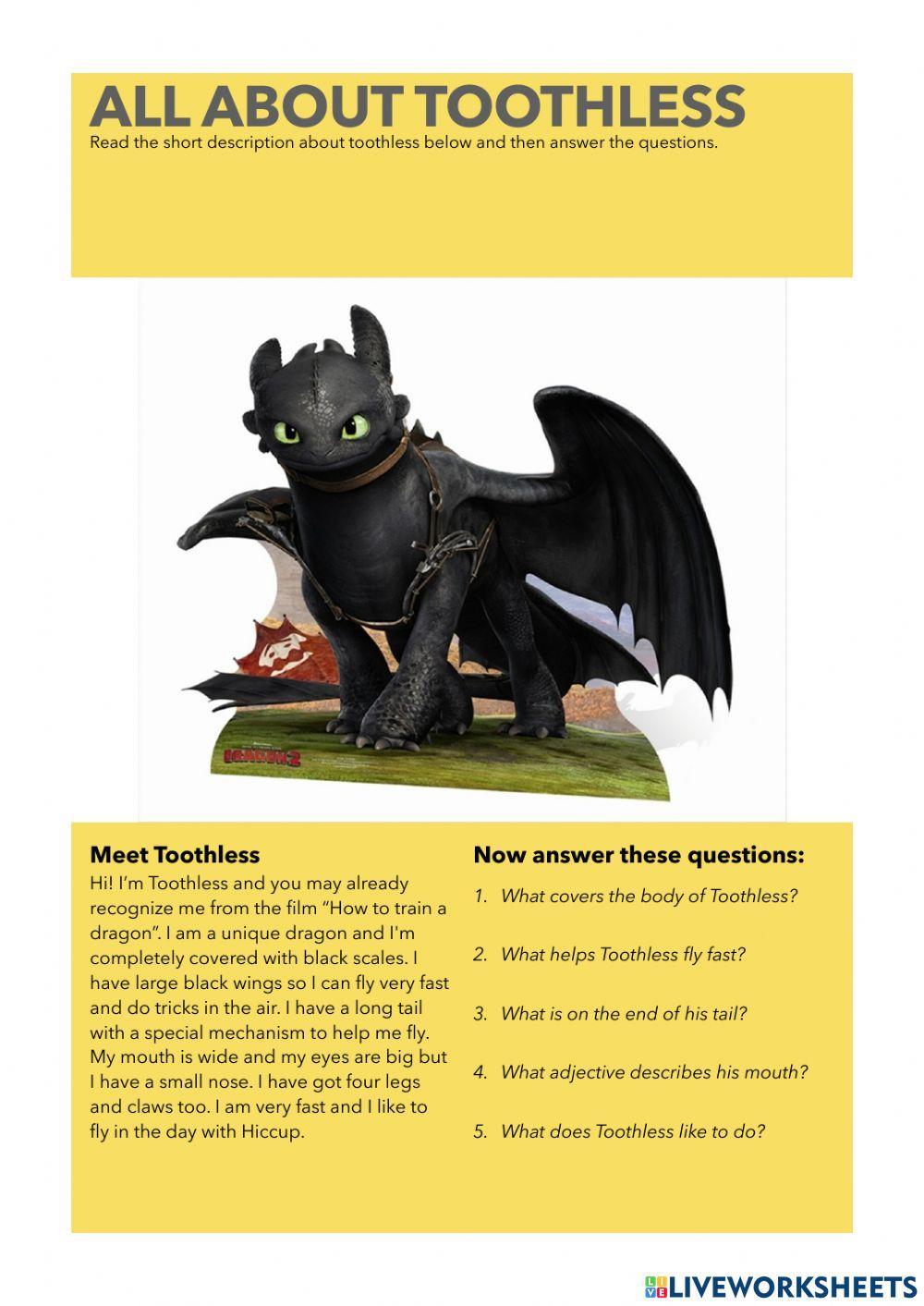 Toothless Descr… | Free Interactive Worksheets | 965436